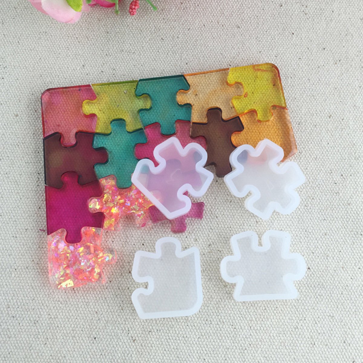 Resin Mold, PUZZLE PIECE SET Silicone Mold to make shape 1-1/8" long,