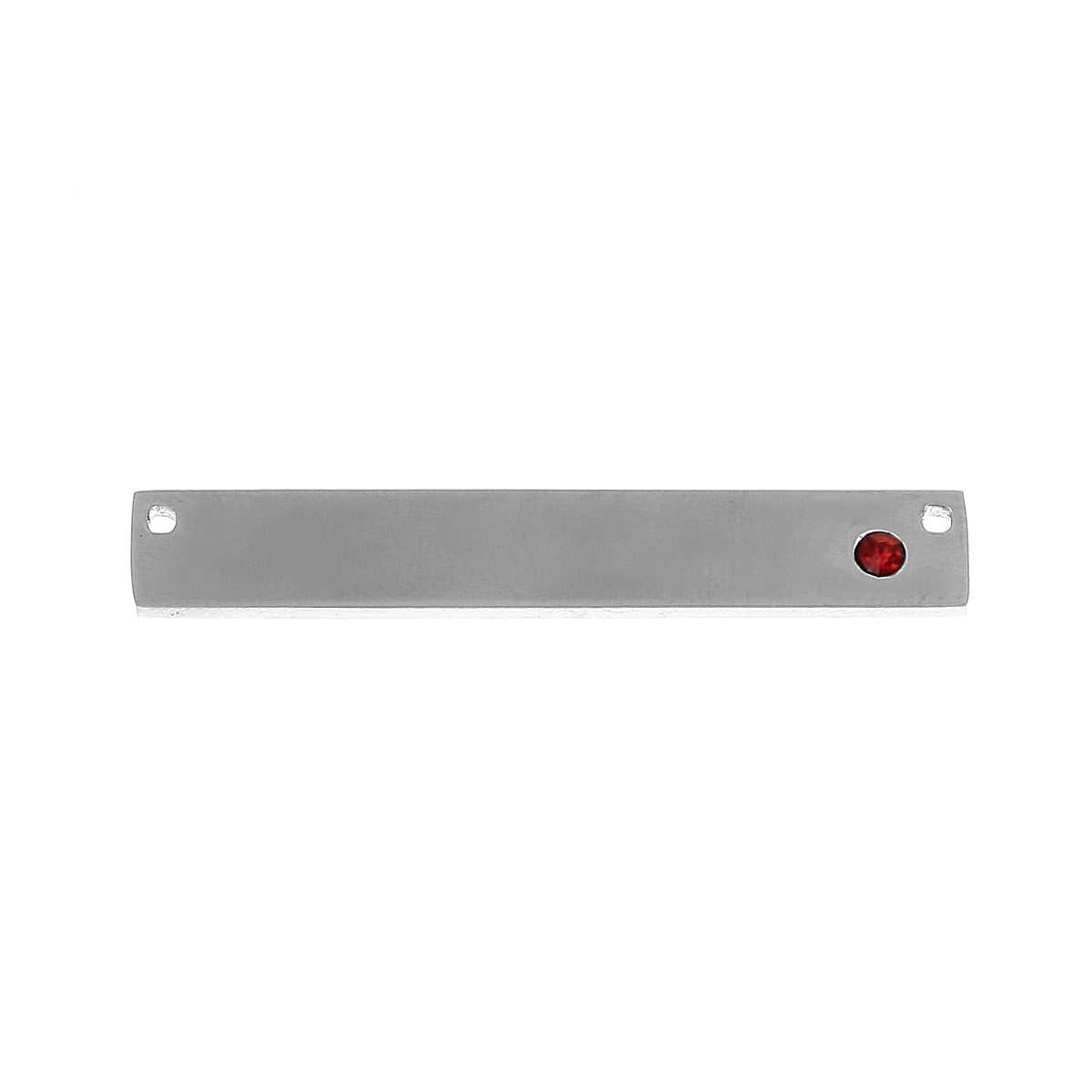 2 Stainless Steel Metal Bar Connector Blanks, top holes, DARK RED CRYS