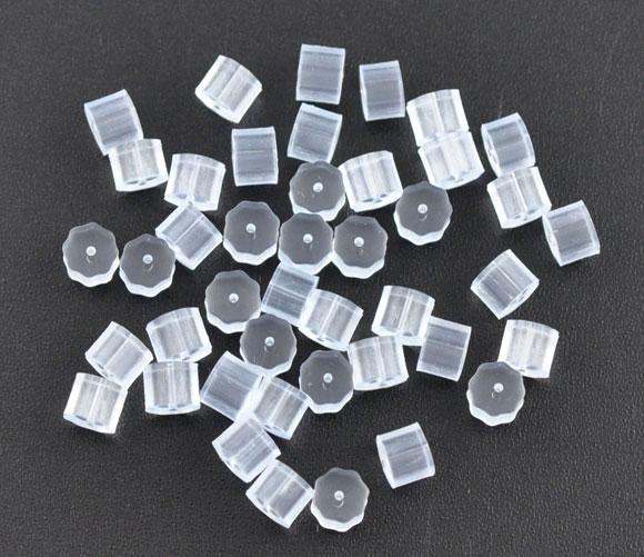 50 White Rubber EARRING BACKS, 3mm (25 pairs) fin0411
