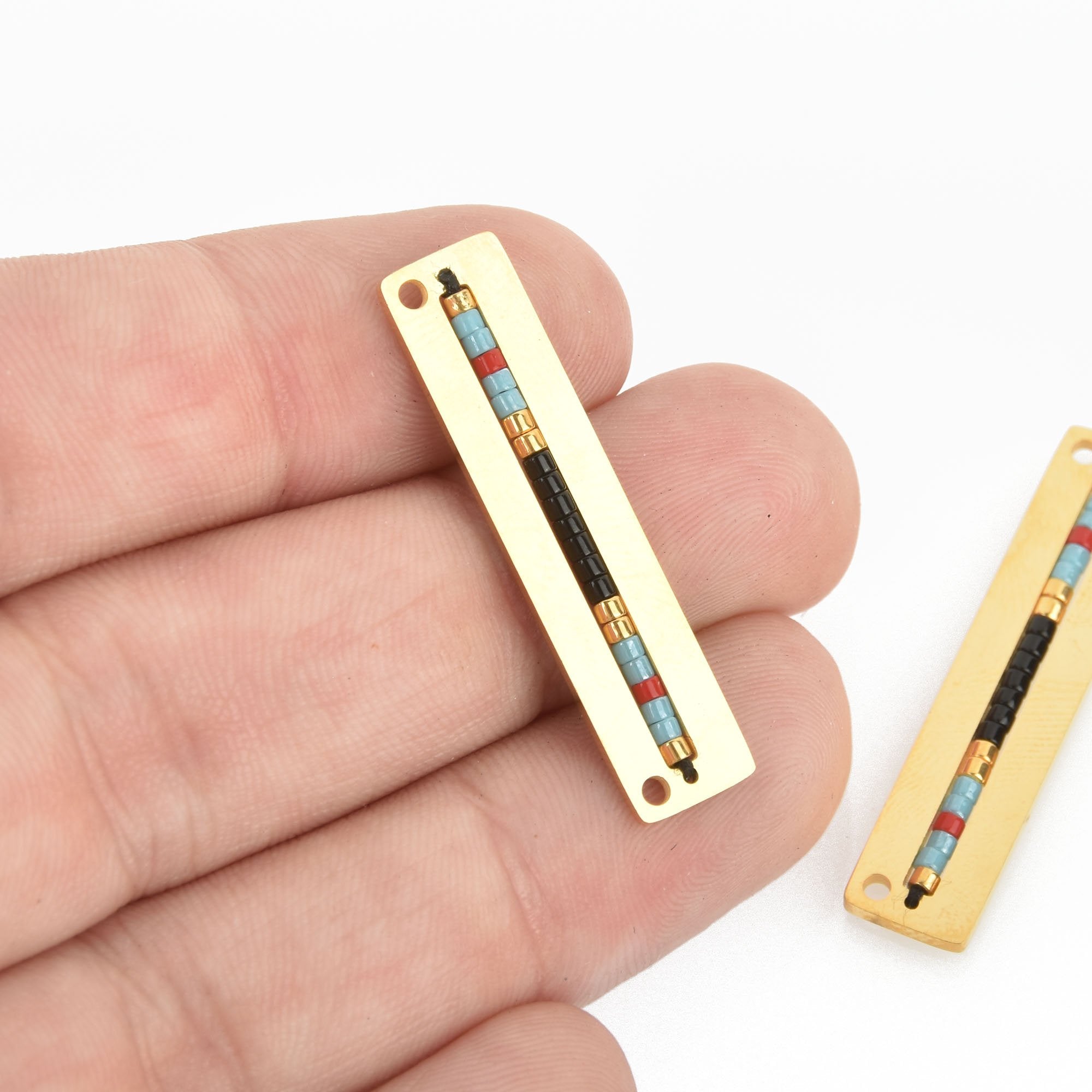 1 Shiny Gold Beaded Charm Connector Link, 35mm chs4665