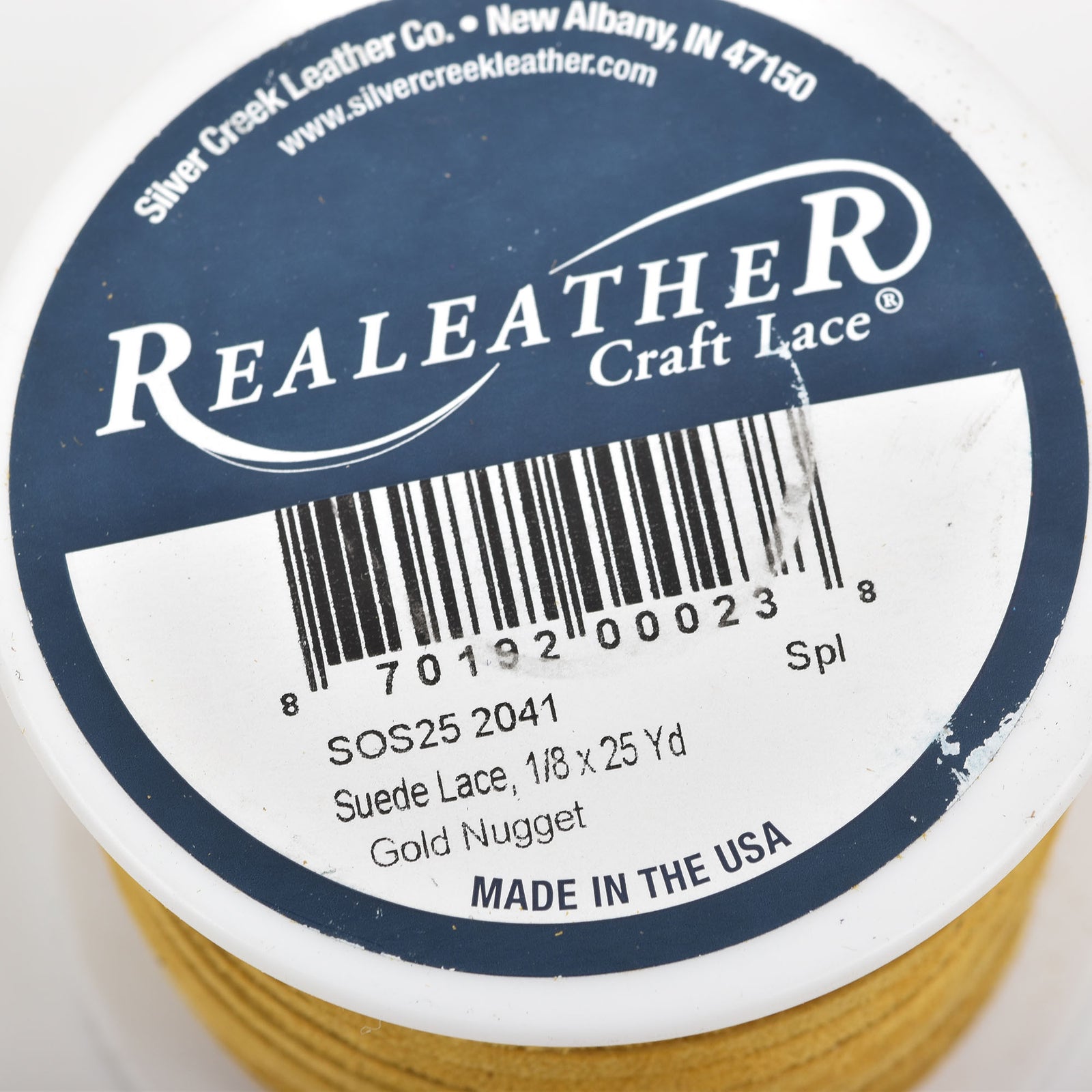 1/8" Suede Leather Lace, GOLD NUGGET, real leather by the yard, Realea