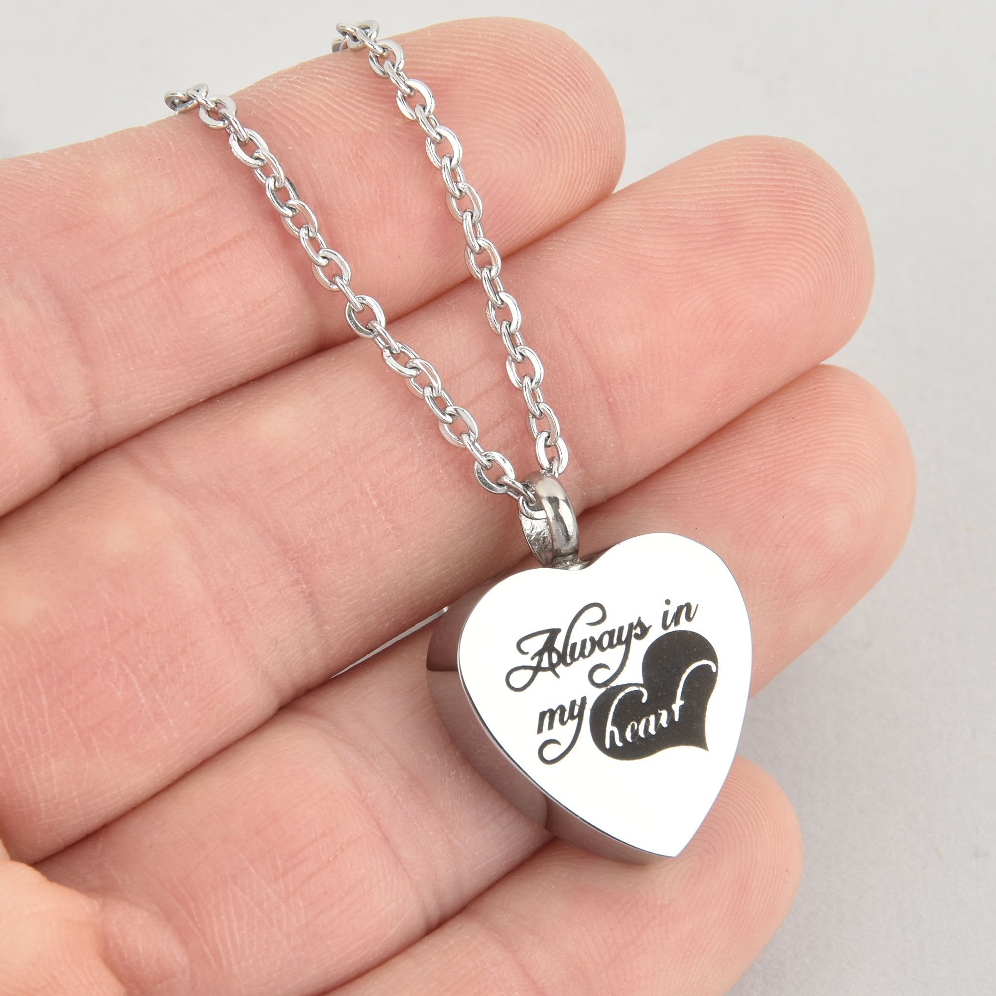 Cremation Ash Urn Charm Locket Titanium Steel Heart 25mm x 20mm chs585