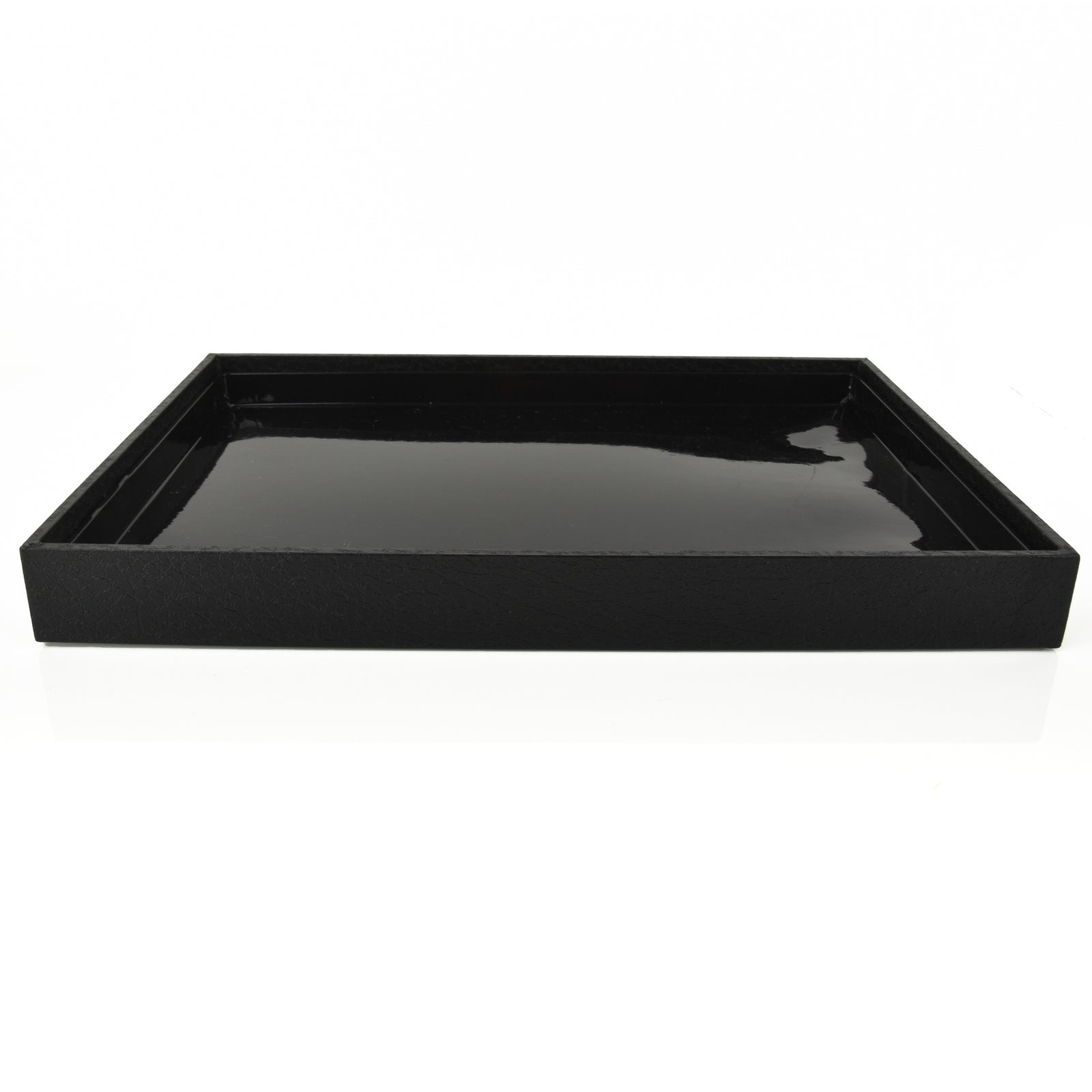 Black Jewelry Display Tray, Faux Leather Tray, 12" x 8.5" dsp0004