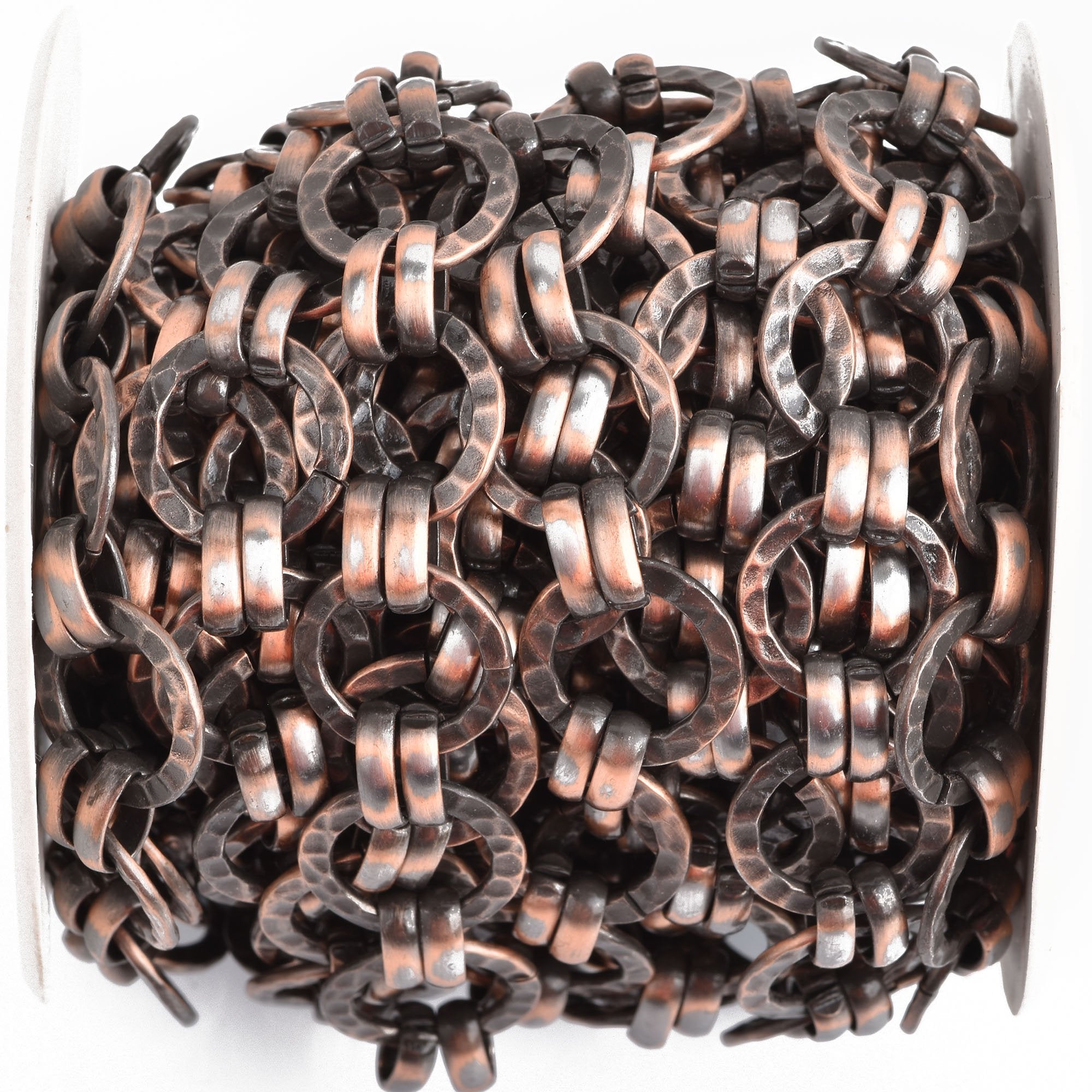 1 yard Antiqued Copper Round Hammered Link Chain, links are 17mm fch08