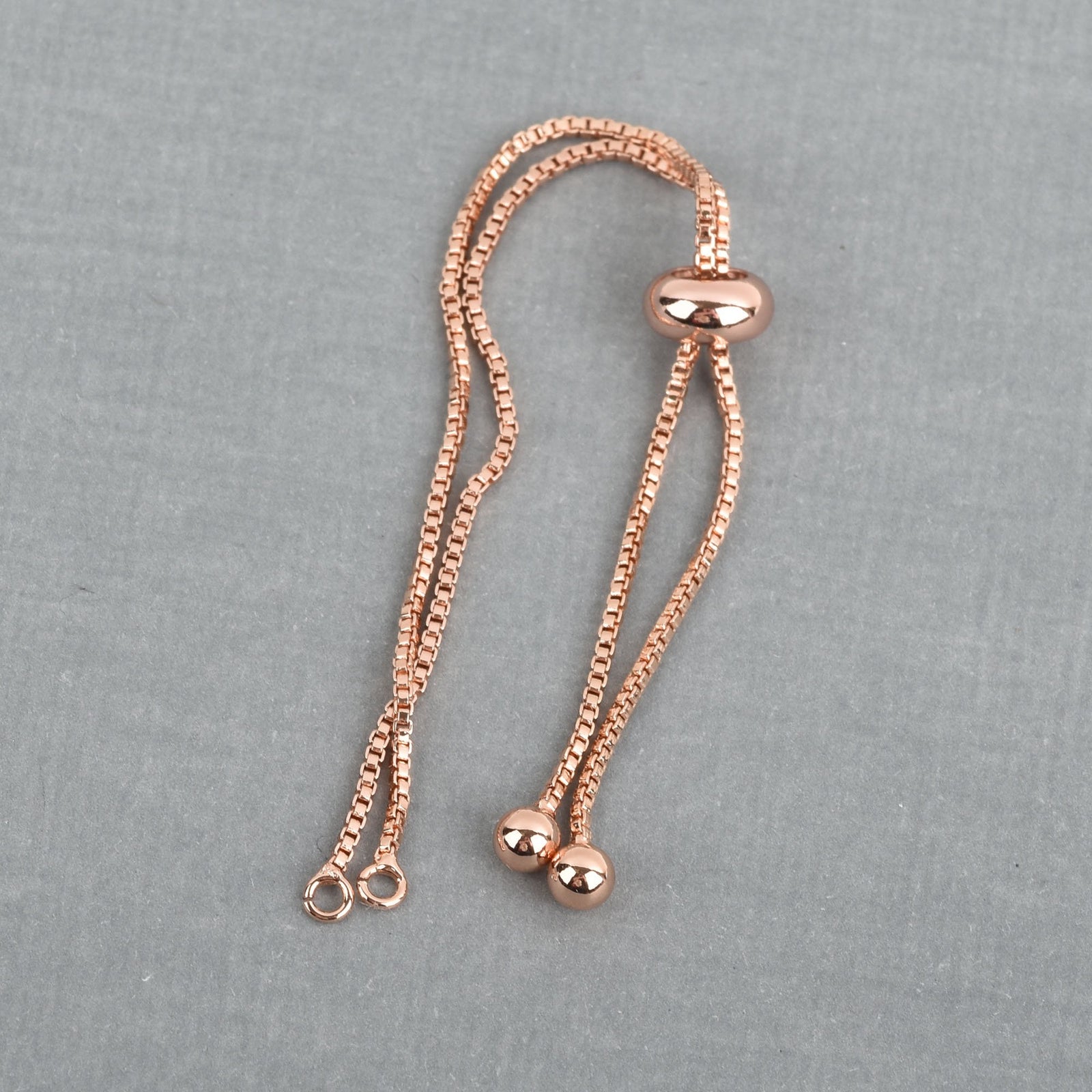 2 Rose Gold Box Chain Slider Bracelet Connector Link Chain, Jump rings