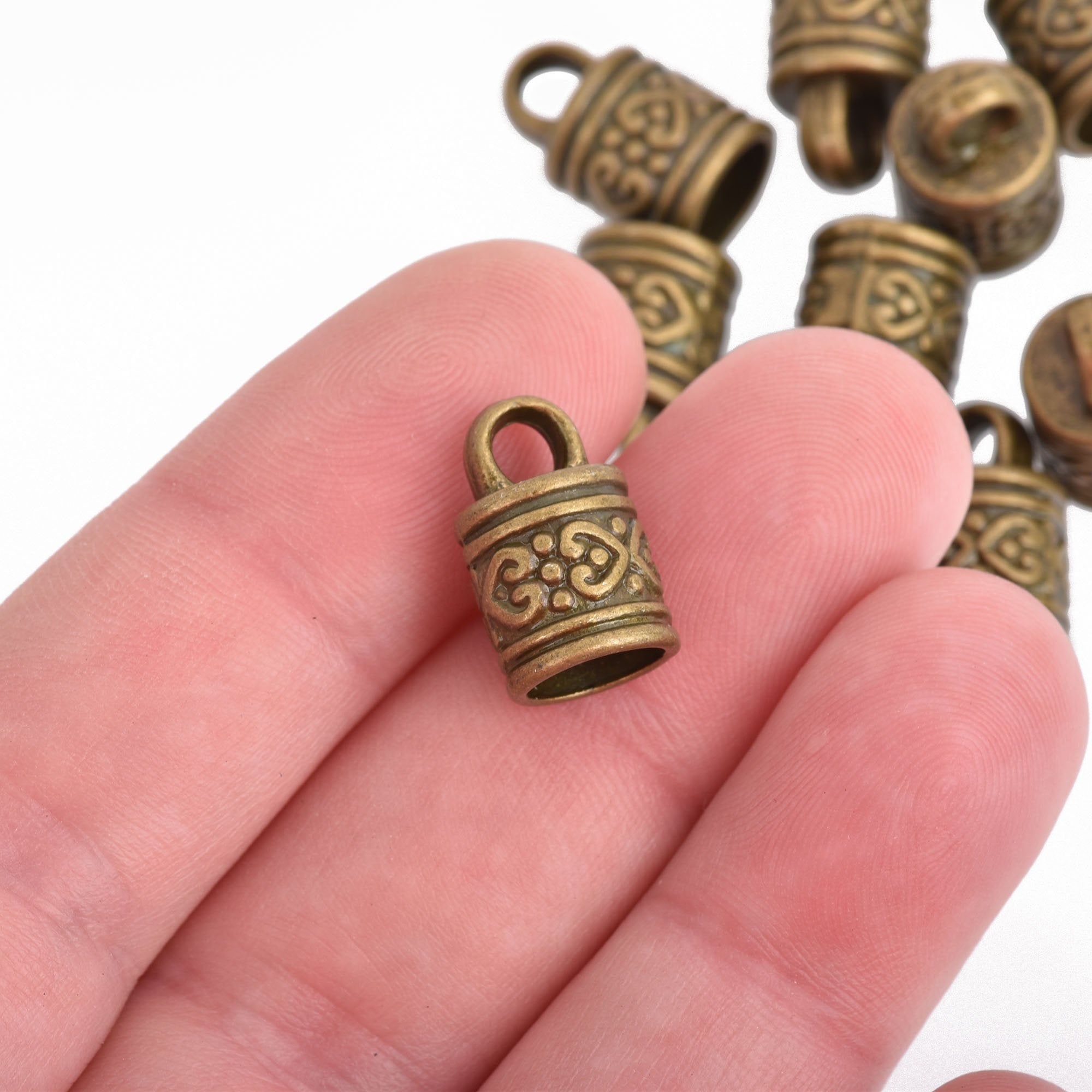 10 Bronze End Caps for Tassel Jewelry Leather Cord End Tassel Bead Cap