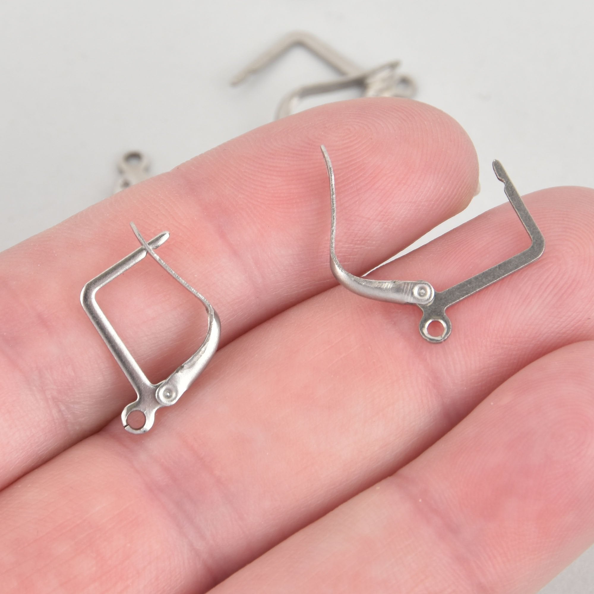 10 STAINLESS STEEL Lever Back Earrings SQUARE Ear Wires (5 pairs) fin0