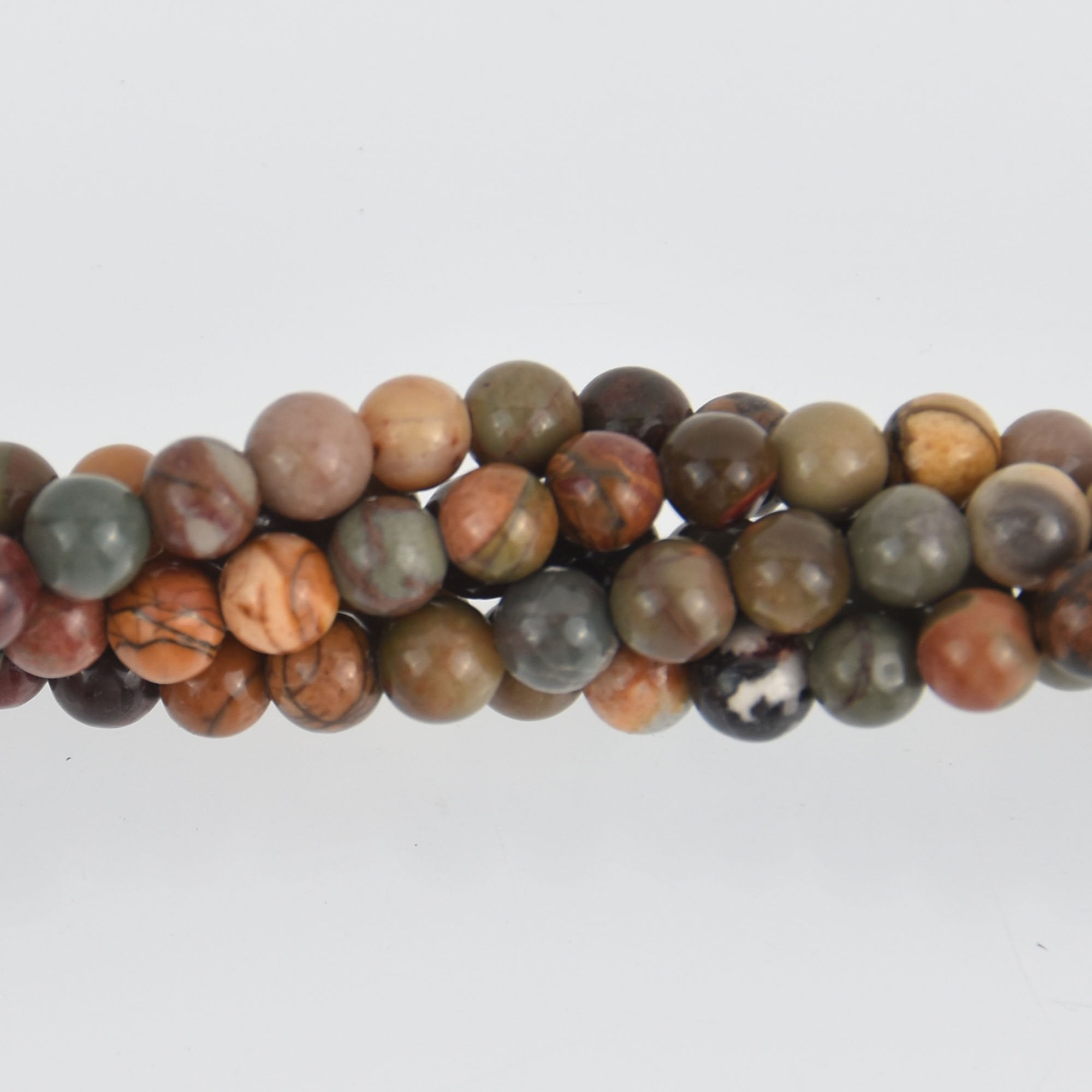 4mm Round Red Creek Jasper Beads, smooth gemstone, half strand, gem055