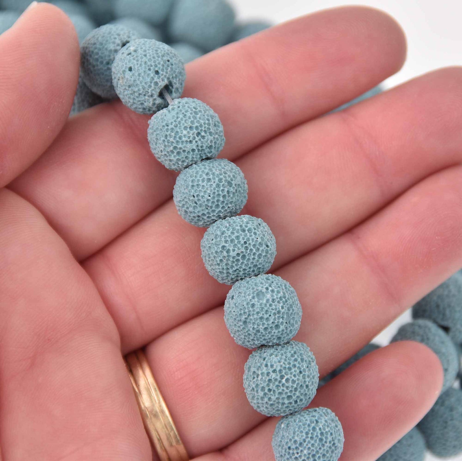 12mm TEAL BLUE LAVA Beads, Round Perfume Diffuser Beads, Essential Oil