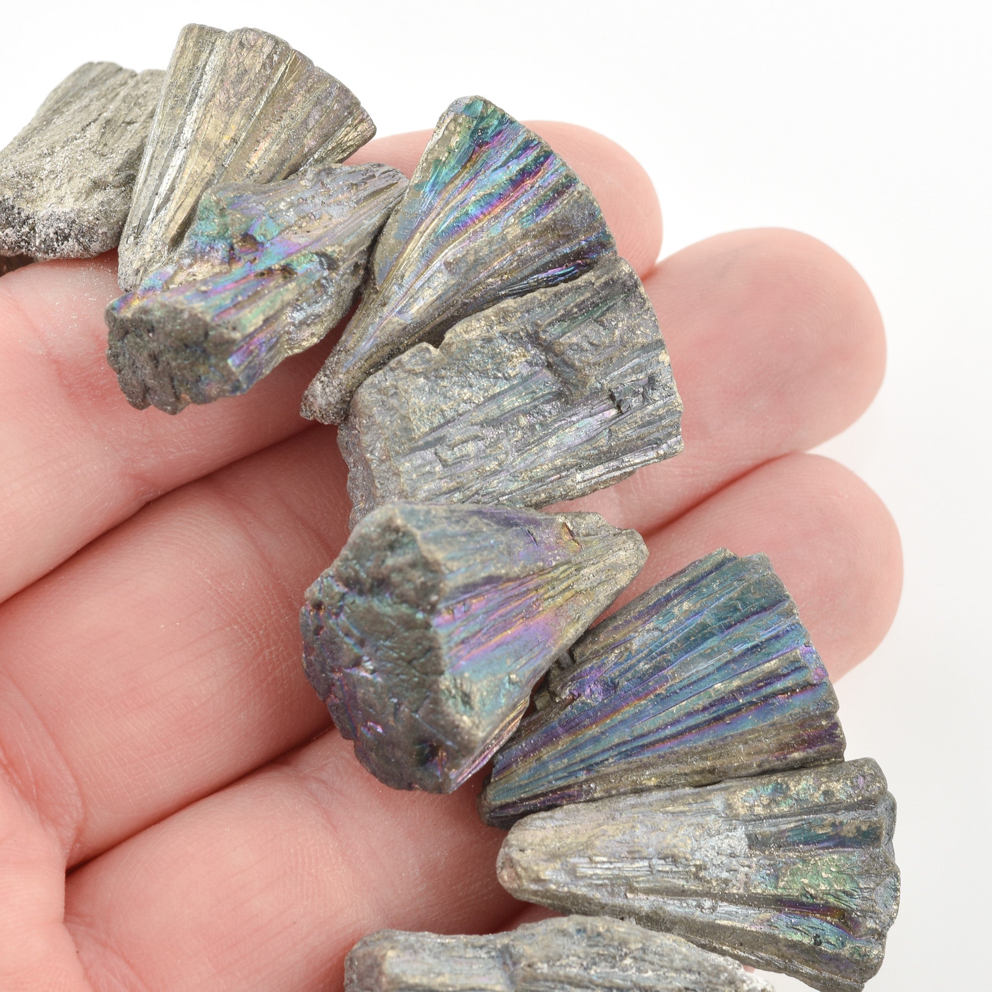 RAINBOW PYRITE Fools Gold Gemstone Beads, Sunburst Triangle Shape, foc