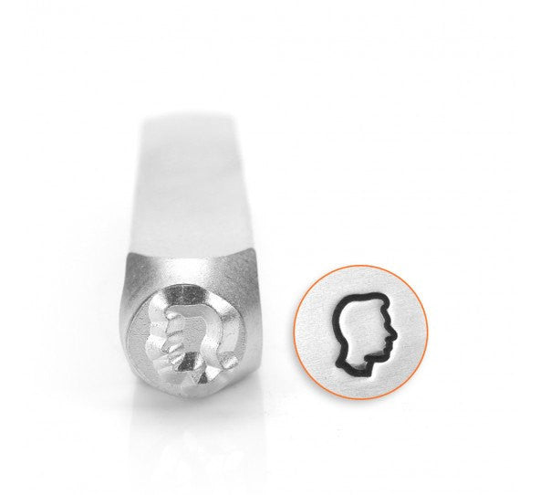 ImpressArt Metal Design Stamp, 6mm BOY PROFILE Stamp, Boy's Head Stamp