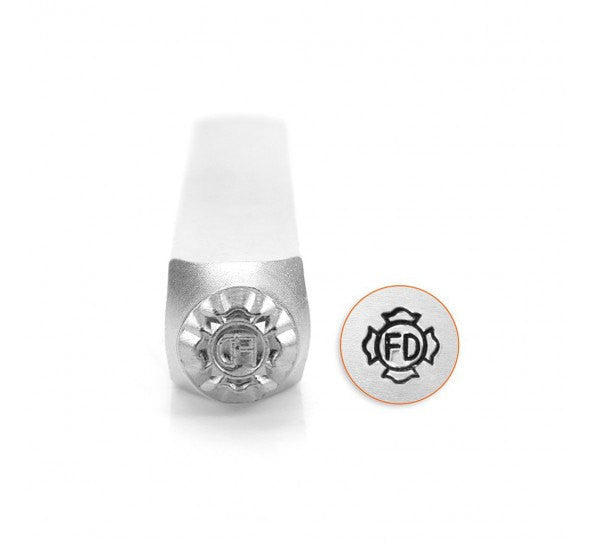 FIRE DEPARTMENT BADGE Metal Stamp, 6mm Design Stamp, Firefighter Stamp
