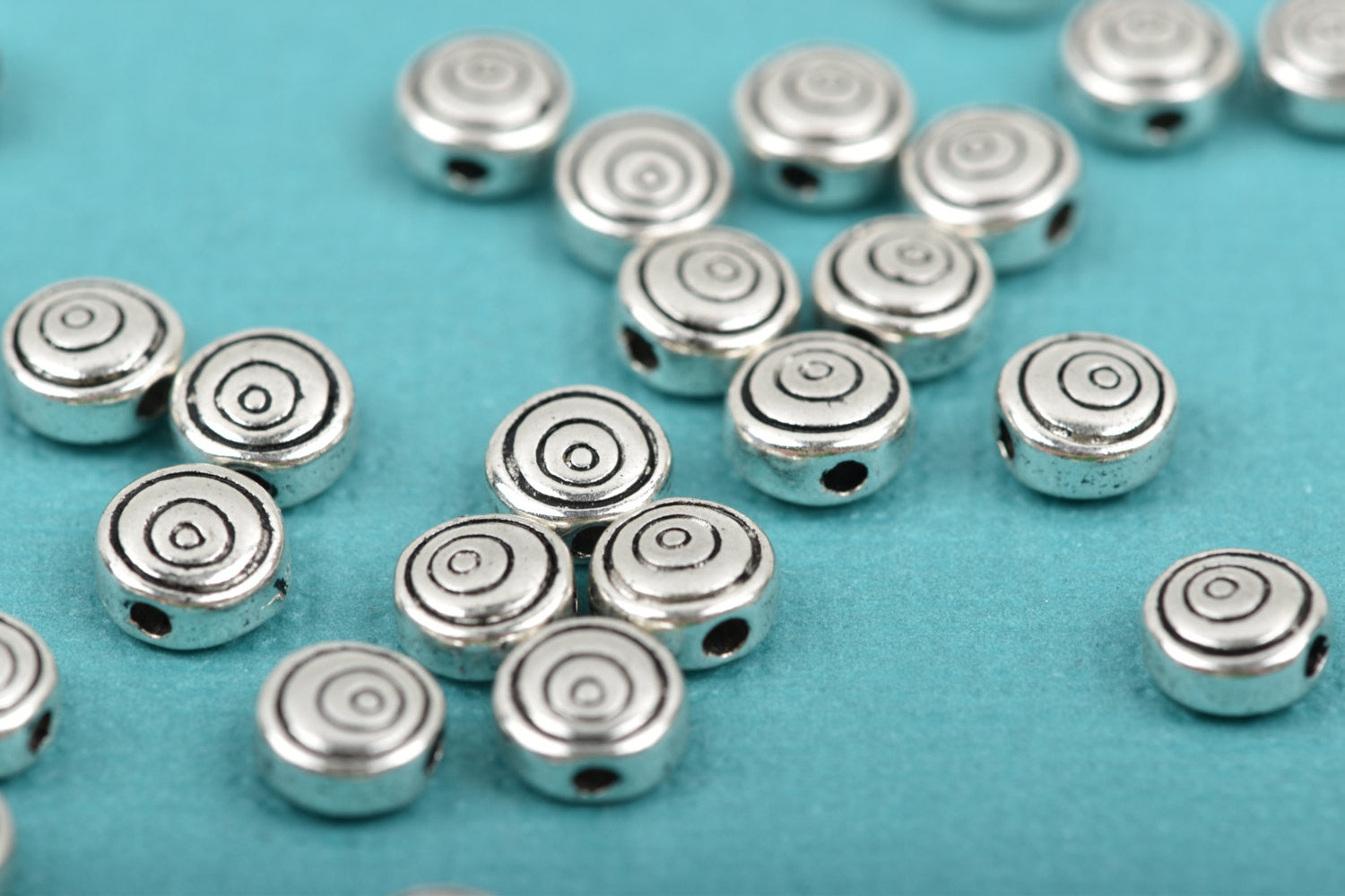 25 Antique Silver SPIRAL Textured Round Metal Spacer Beads, 6mm, bme03