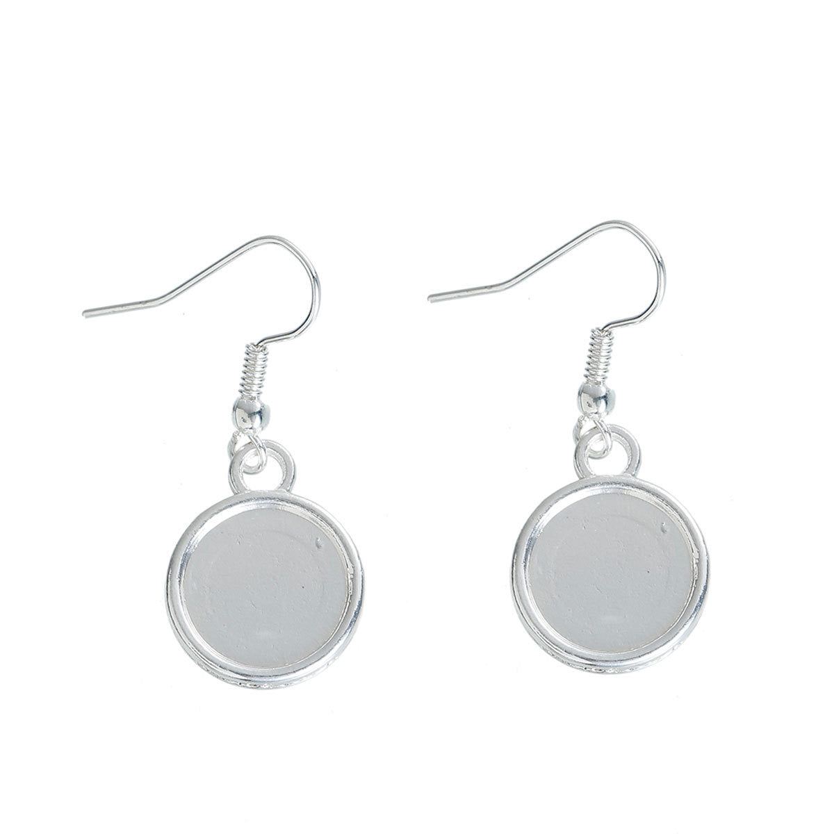20 (10 pairs) silver plated cabochon bezel setting earrings, French ho