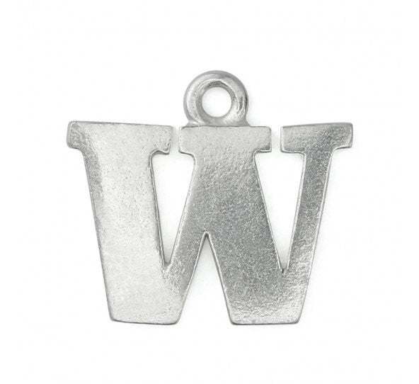 2 Letter W Pewter Stamping Blank Charms, Uppercase Alphabet Letter Cha