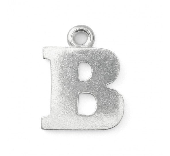 2 Letter B Pewter Stamping Blank Charms, Uppercase Alphabet Letter Cha