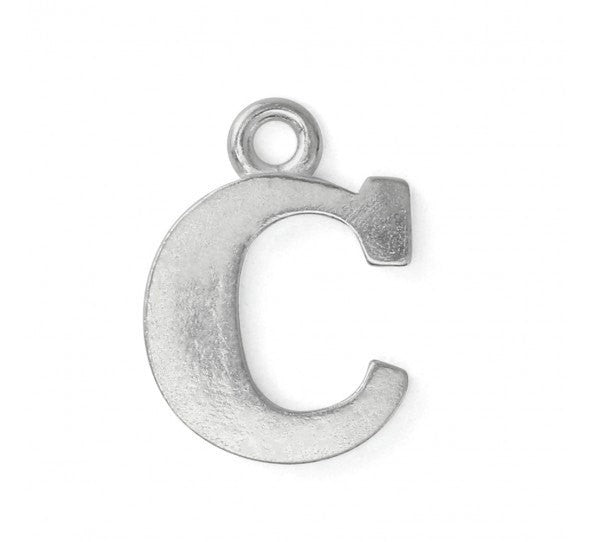 2 Letter C Pewter Stamping Blank Charms, Uppercase Alphabet Letter Cha