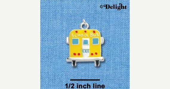 1 silver plated enamel YELLOW SCHOOL Bus Charm che0296