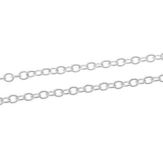 Bulk Silver Plated Cable Link Chain 10 meters (30 feet) 3mm x 2.5mm fc
