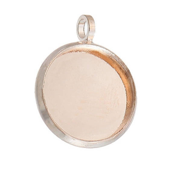 10 Rose Gold Round Circle CABOCHON SETTING Bezel Frame Charm Pendants