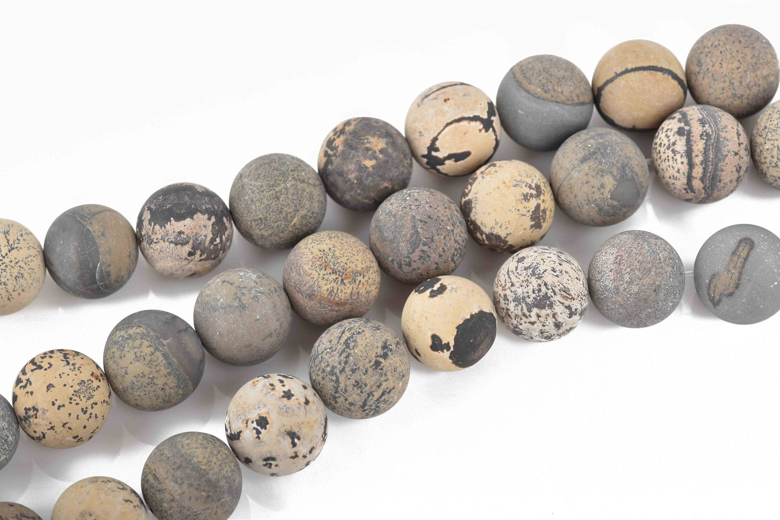 8mm PICTURE JASPER Round Beads, Smooth Matte Frosted Round Gemstone Be