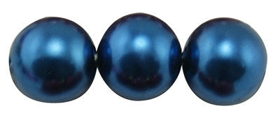4mm SAPPHIRE BLUE Round Glass Pearls . long 32" strand . about 210 bea