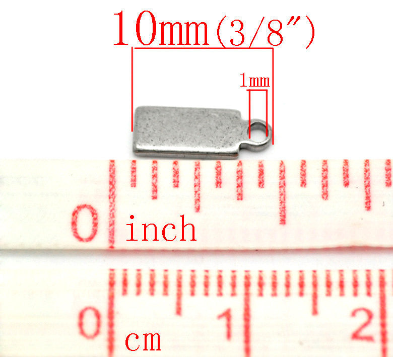 10 Stainless Steel Metal Stamping Blanks Charms, Small RECTANGLE TAGS,