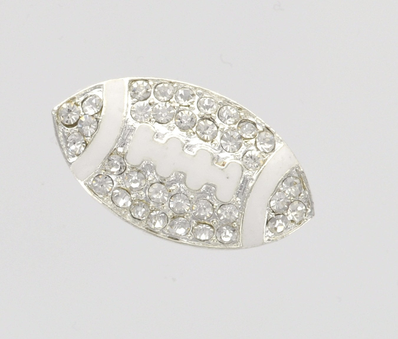 1 Rhinestone Bright Silver and Enamel FOOTBALL Sideways Connector Char