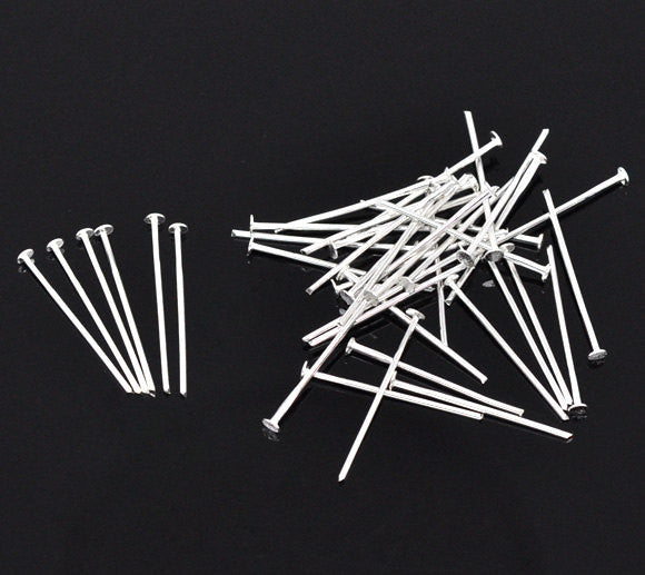 Bulk Package 700 Bright Silver Plated Metal Flat Head Pins 21/22 gauge