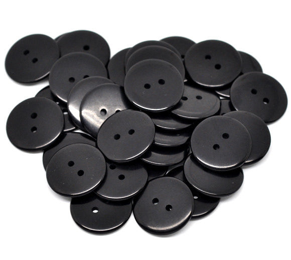 10 Round BLACK Buttons for Jewelry Making, Scrapbooking, Sewing . 23mm