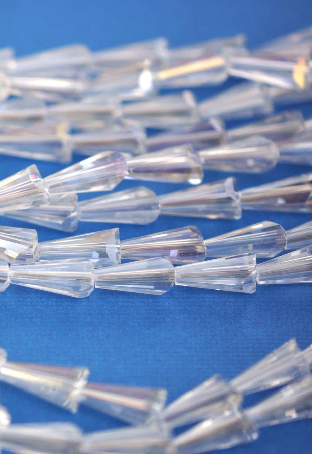 12 Beveled Cone Shape Crystal Beads, CLEAR AB 11mm x 6mm bgl0730