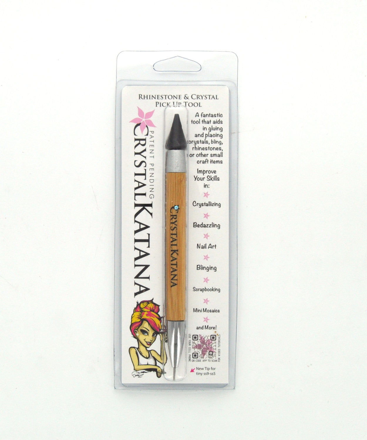 Crystal KATANA Rhinestone Picking Pick Up Tool, Synthetic Wax Tip, ele