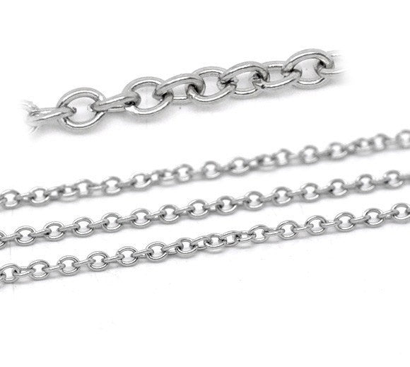 5 meters Stainless Steel Unsoldered Cable Link Chain, 3x2.5mm fch0107