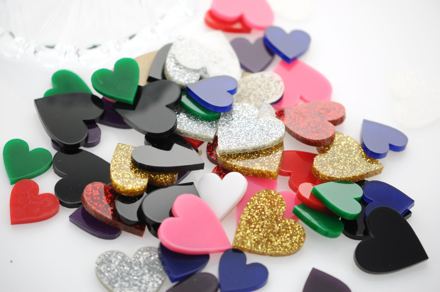 Acrylic HEART Shapes, Cutouts Cabochons, Flatbacks, 25 pcs mixed rando