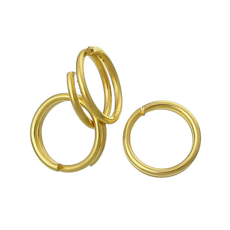 50 SMALL Gold Plated Double Loops Split Rings Open Jump Rings 6mm jum0