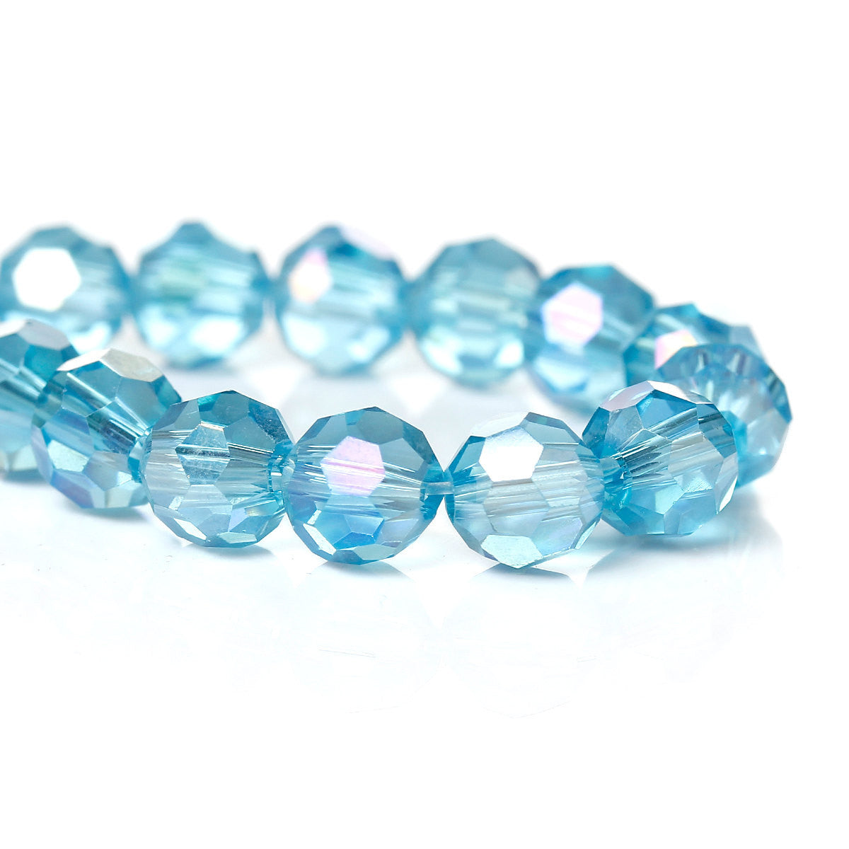 50 Faceted Round SKY BLUE AB Glass Crystal Beads, 6mm bgl0830