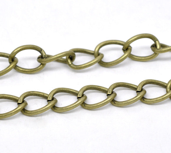 1 yard (3 feet) Large Bronze Metal Curb Link Chain, links are 15x11mm