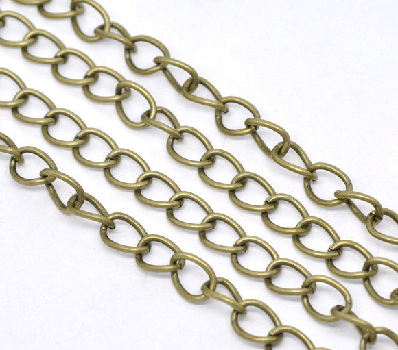 1 yard (3 feet) Large Bronze Metal Curb Link Chain, links are 15x11mm