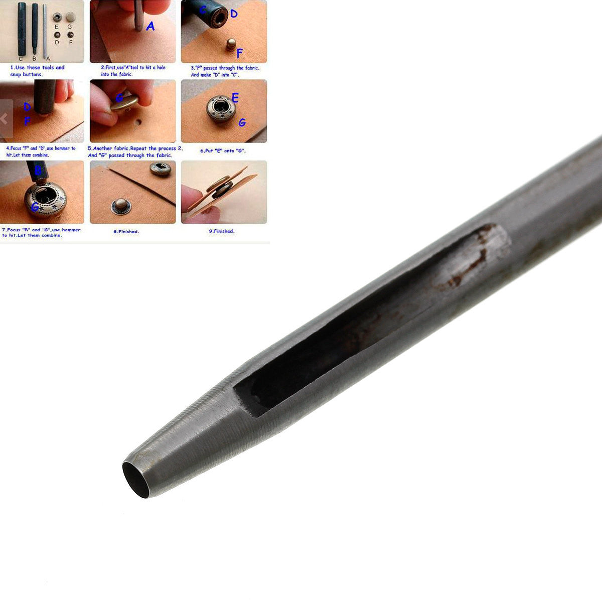 Stainless Steel Leathercraft Rivet Tools, hole punch tool for leather,