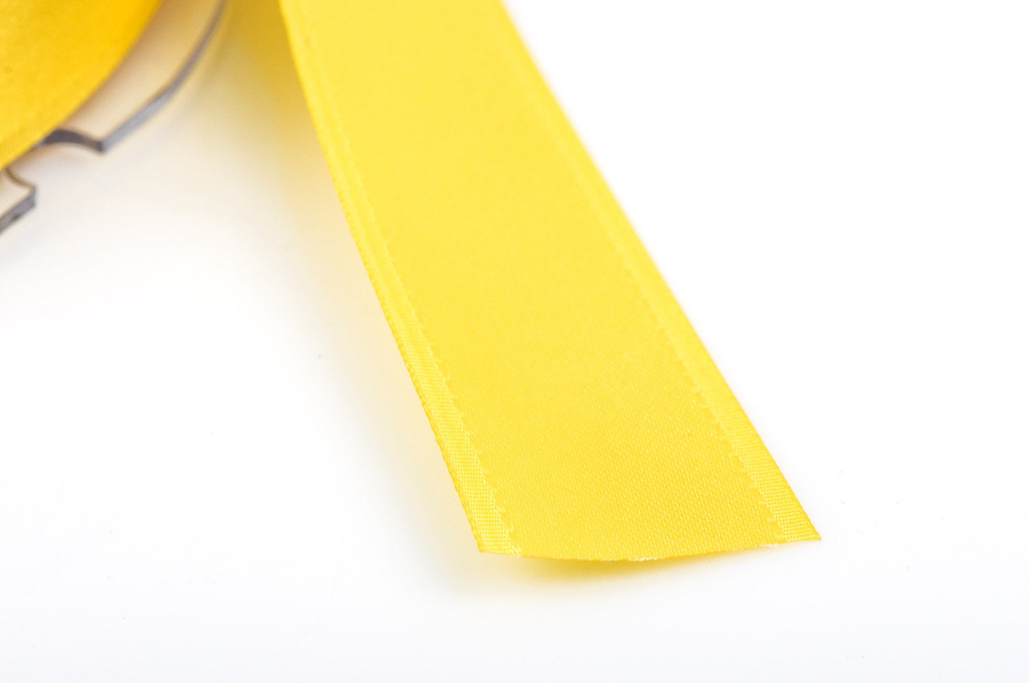 1" inch wide BRIGHT YELLOW Double Faced Satin Ribbon with Grosgrain Ed