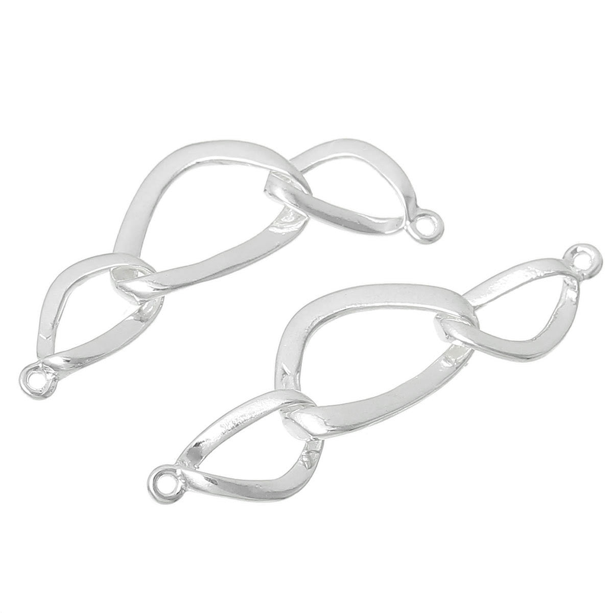 5 Triple teardrop connector link charms, silver plated charms, chs2262