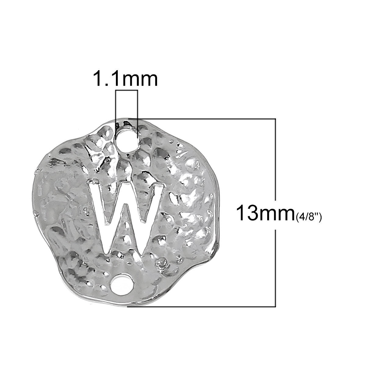 5 Silver letter W connector Charms, Monogram W Charms, Alphabet, hamme