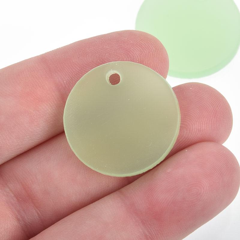 10 KIWI GREEN Acrylic Circle Charms, 1" acrylic blanks round drop char