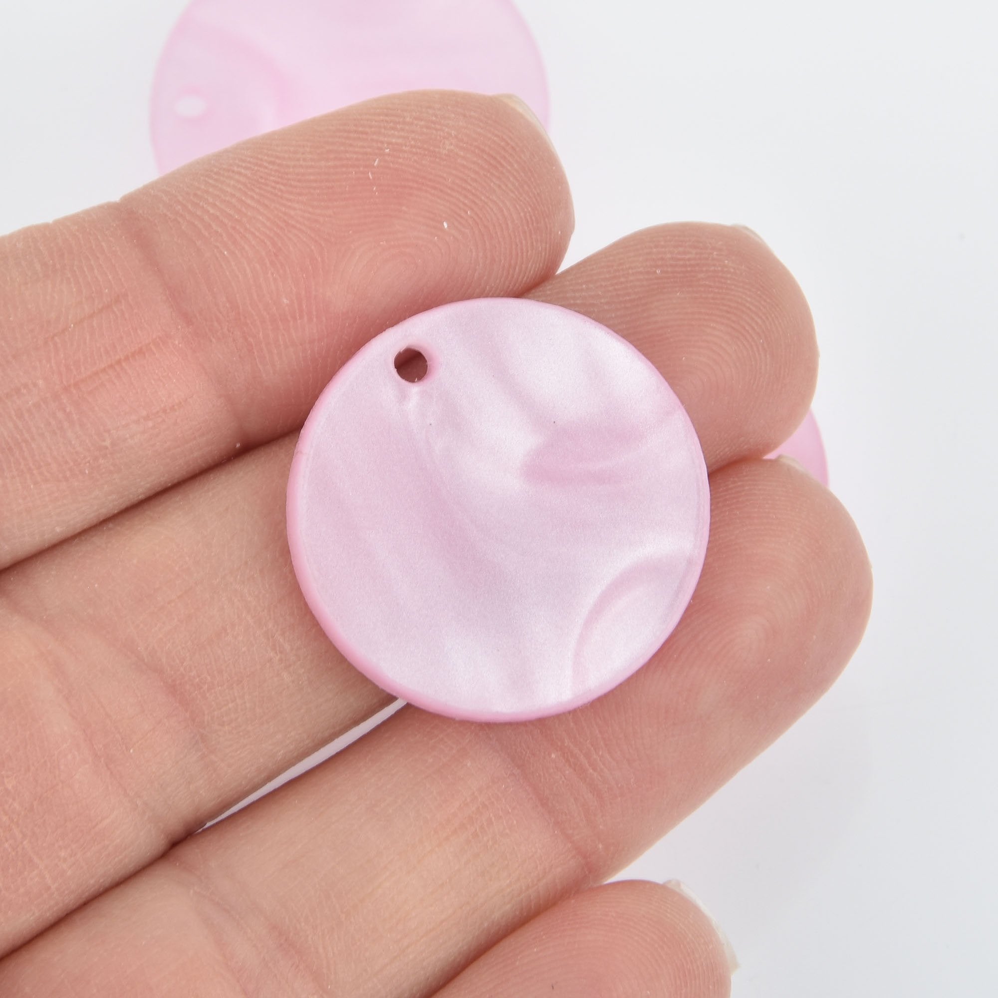 10 PINK PEARL ACRYLIC 1" Circle Charm Blanks Laser Cut Acrylic Blanks